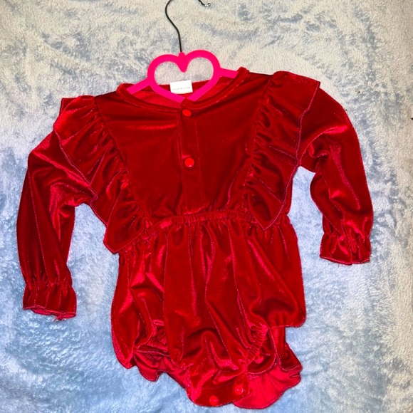 One Pieces | Velvet Red Long Sleeve Onesie | Poshmark